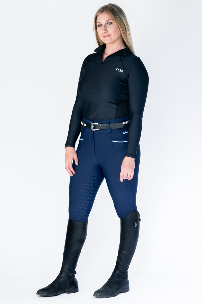 Pro Tech Hybrid Breeches - Navy | Podium Equestrian